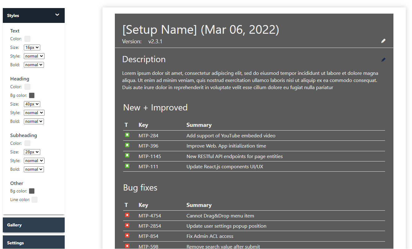 Jira Release Notes - Documentation